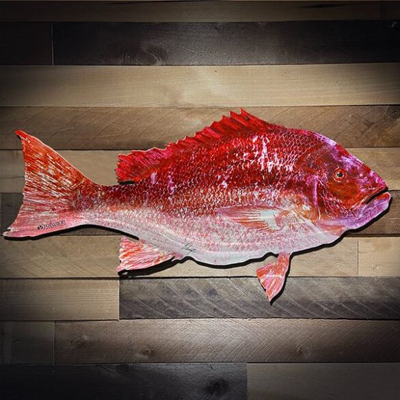 American Red Snapper 35" Fish Rub on Metal Wall Art - Profusion USA